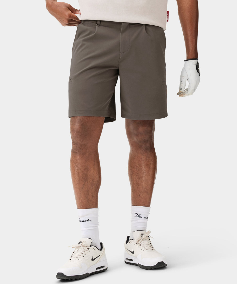 Men's Brown Pleated Players Shorts - Macade Golf