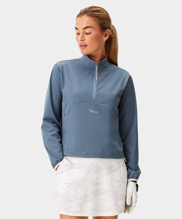 Women's Stone Blue Players Cropped Anorak - Macade Golf