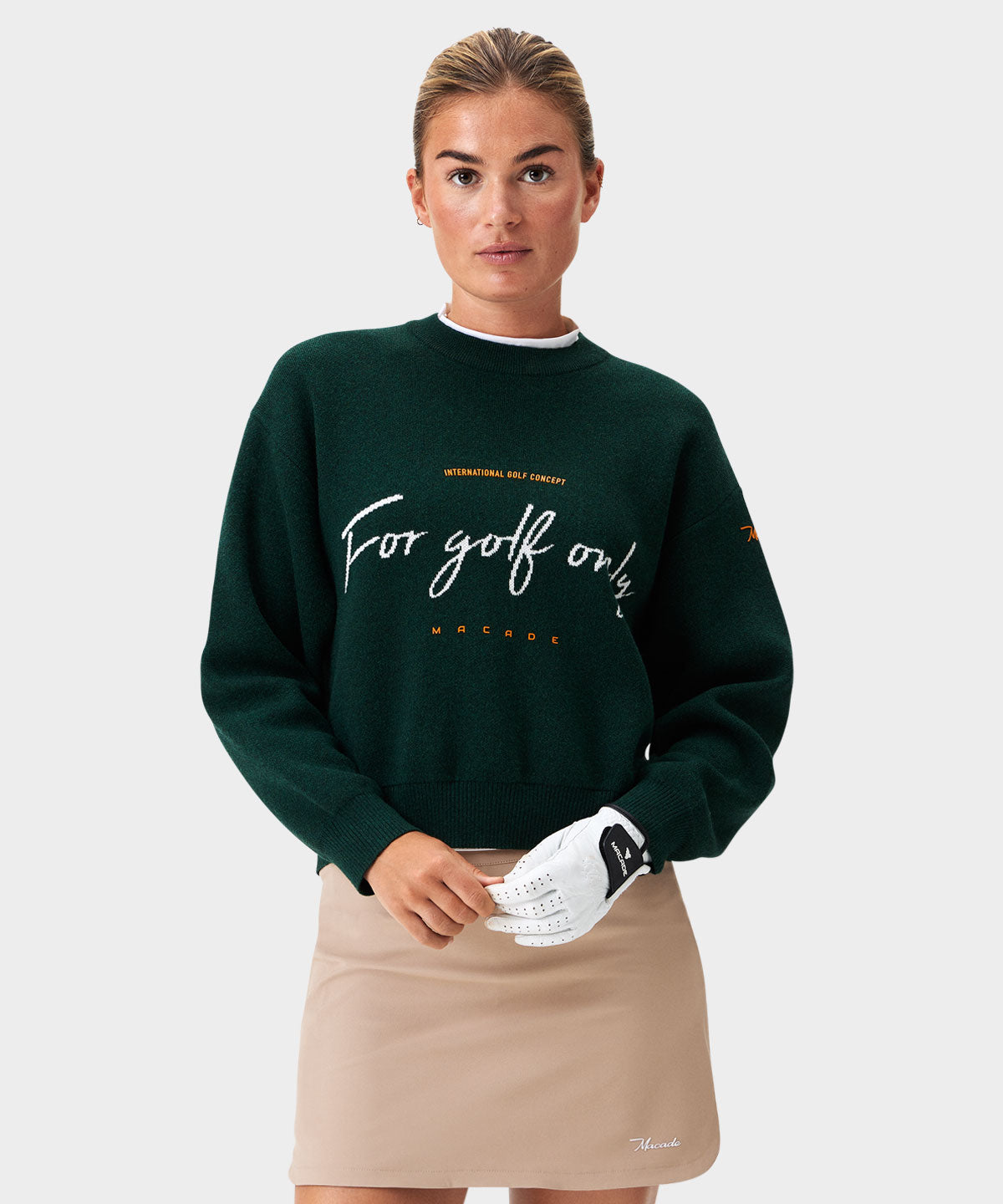 Women's Green Script Oversized Knit Sweater - Macade Golf
