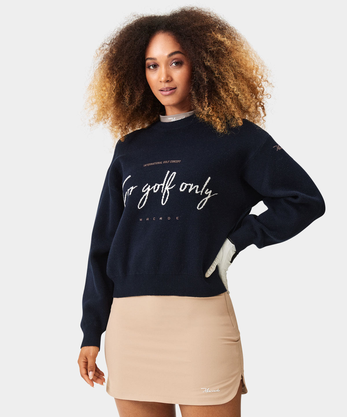 Navy Script Oversized Knit Sweater – Macade