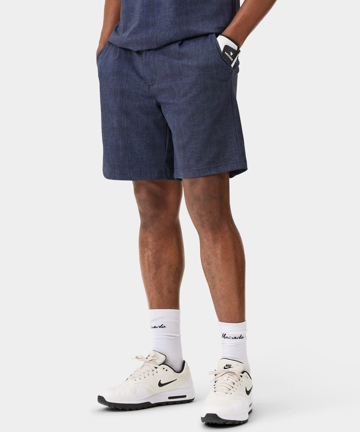 Men's Dark Blue Pleated TX Players Shorts - Macade Golf