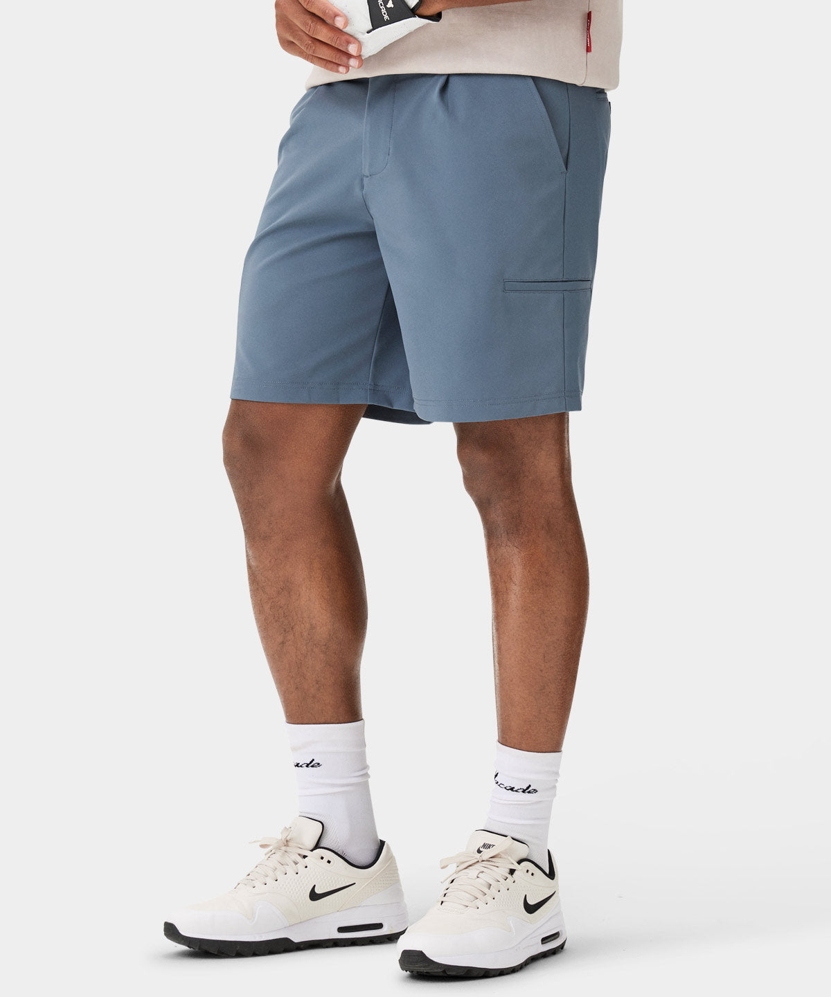 Men's Stone Blue Pleated Players Shorts - Macade Golf
