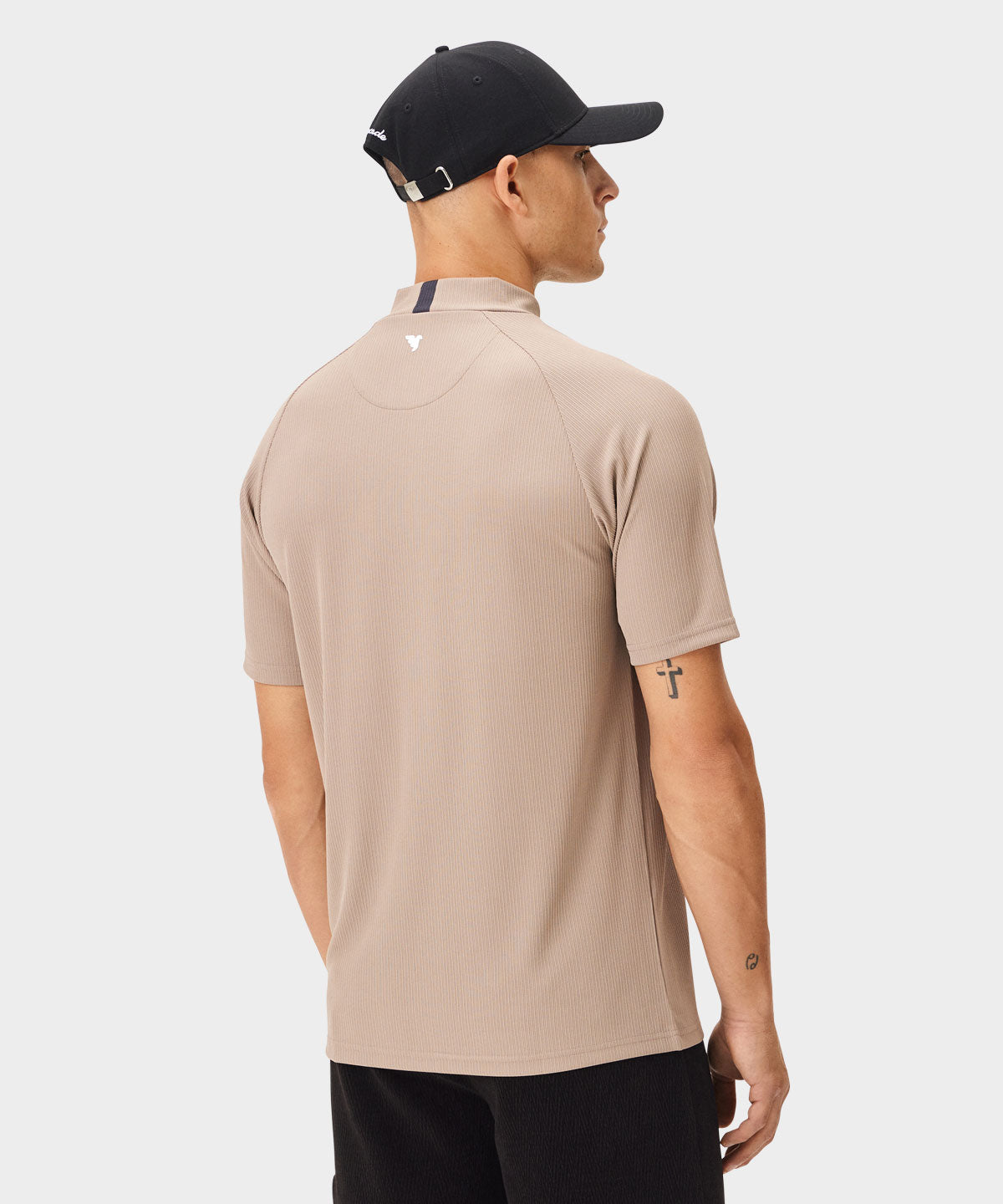 Men's Tyler Light Brown Mock Neck Tee - Macade Golf