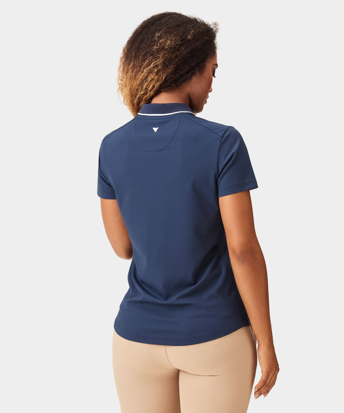 Cora Dark Blue Zip Polo Shirt – Macade