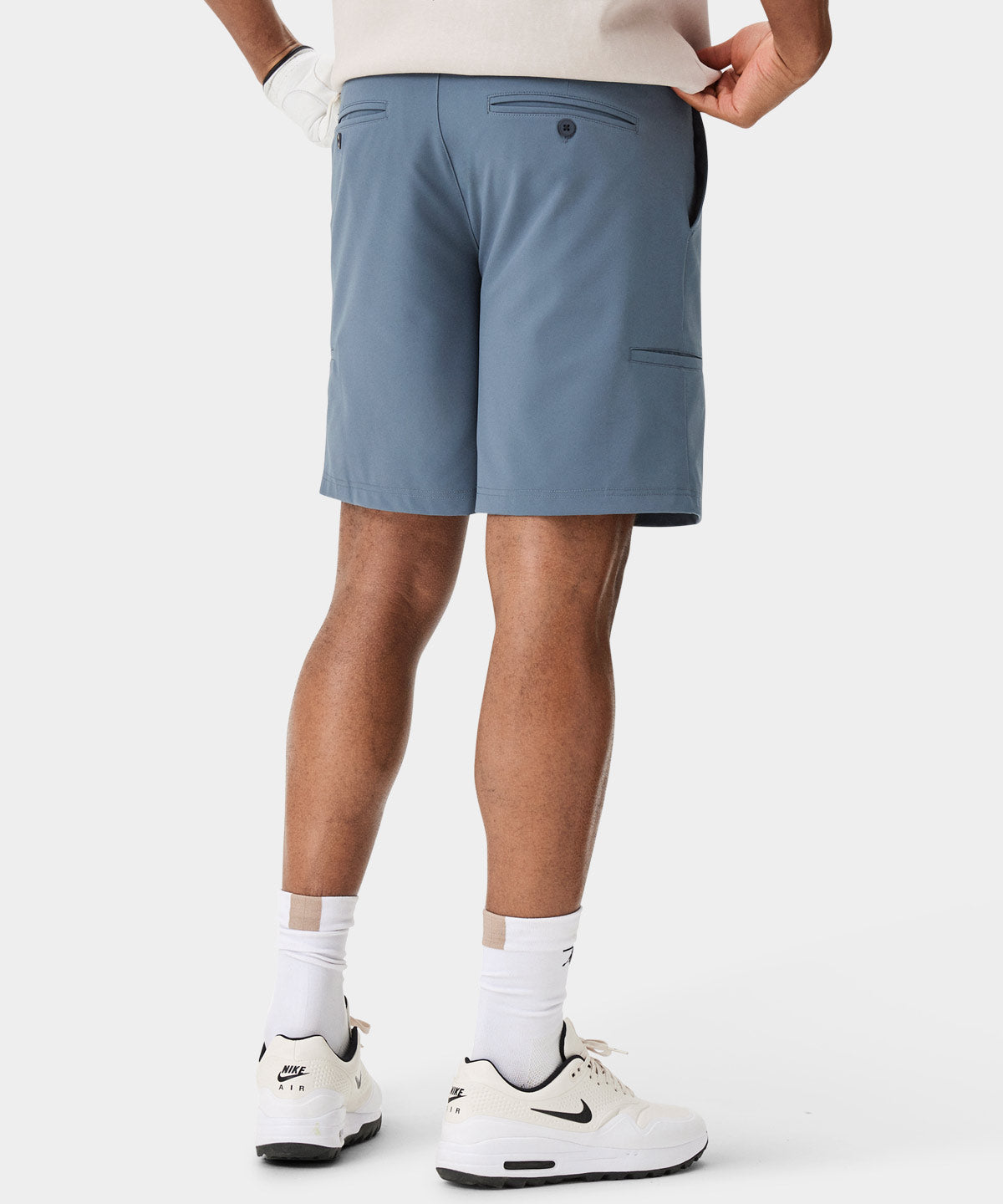 Men's Stone Blue Pleated Players Shorts - Macade Golf