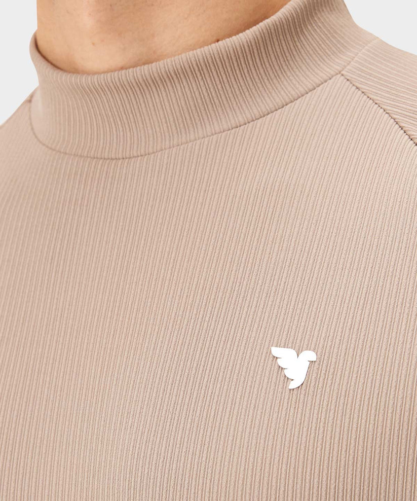 Men's Tyler Light Brown Mock Neck Tee - Macade Golf