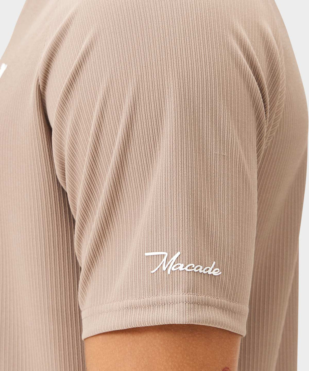 Men's Tyler Light Brown Mock Neck Tee - Macade Golf