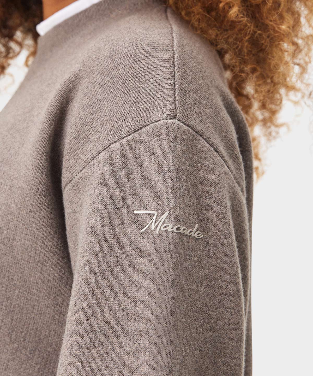 Women's Taupe Script Oversized Knit Sweater - Macade Golf