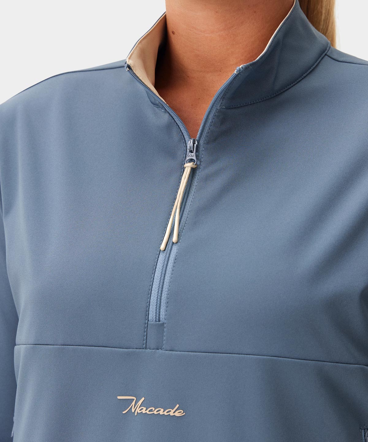 Women's Stone Blue Players Cropped Anorak - Macade Golf