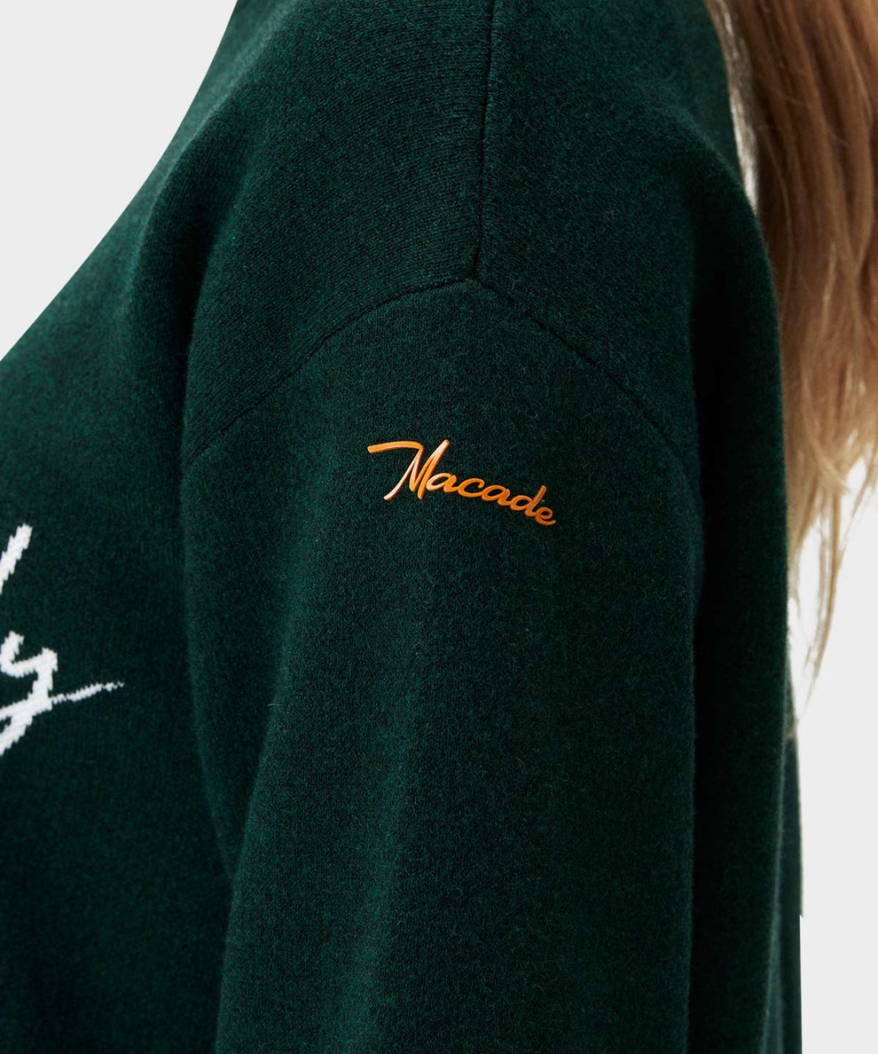 Women's Green Script Oversized Knit Sweater - Macade Golf