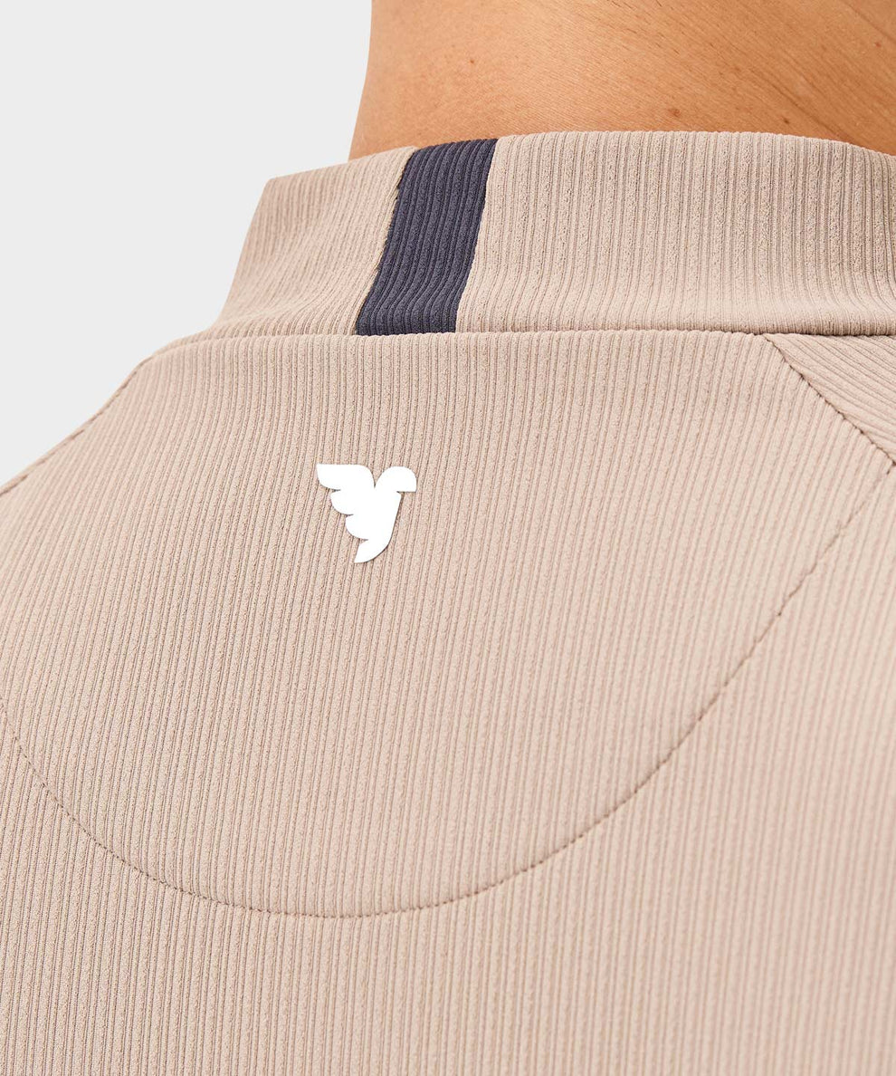 Men's Tyler Light Brown Mock Neck Tee - Macade Golf