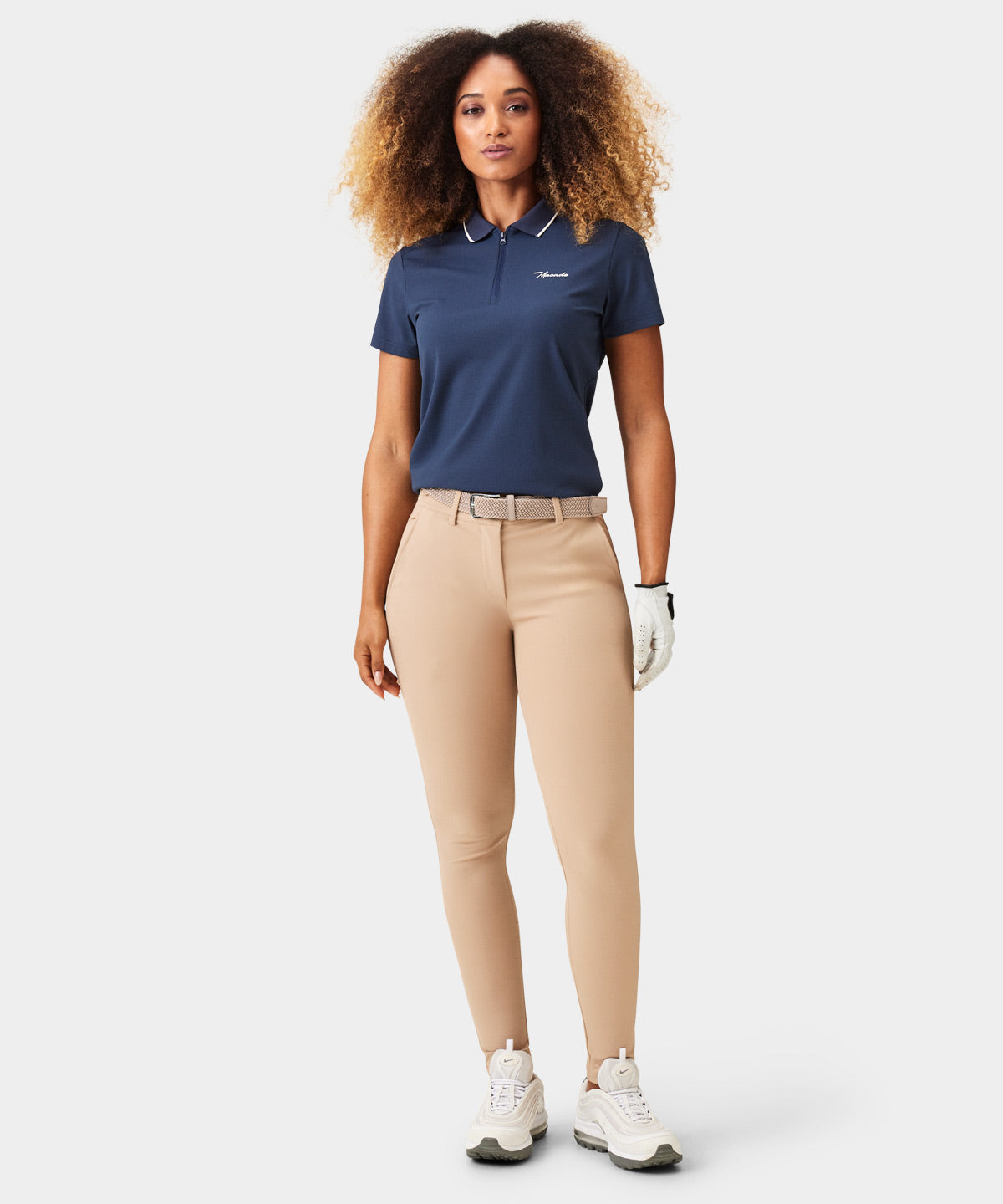 Cora Dark Blue Zip Polo Shirt – Macade