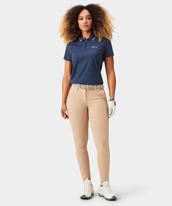 Cora Dark Blue Zip Polo Shirt – Macade