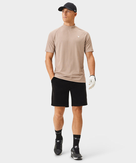 Men's Tyler Light Brown Mock Neck Tee - Macade Golf