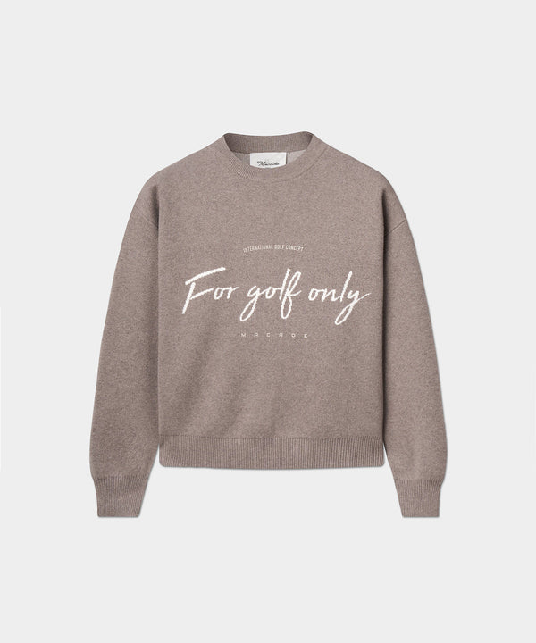 Women's Taupe Script Oversized Knit Sweater - Macade Golf