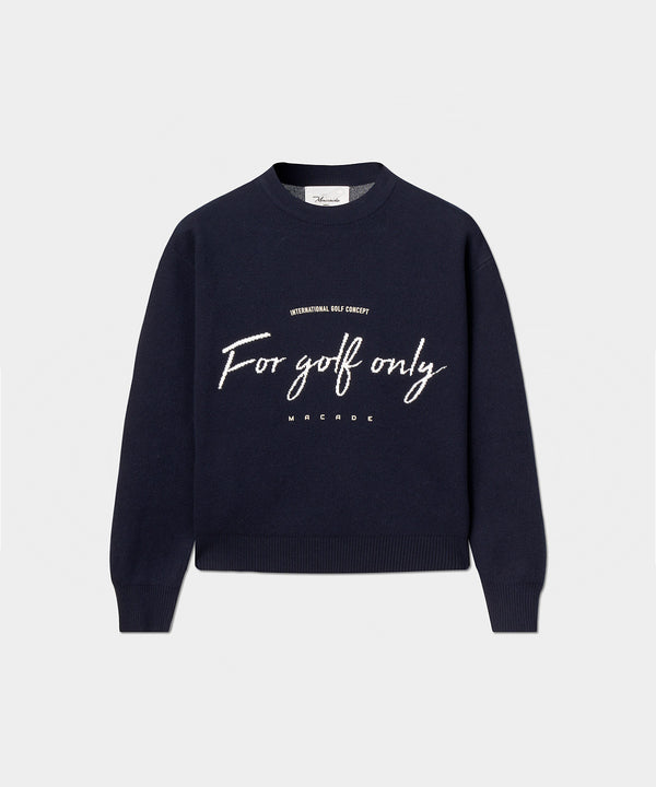 Navy Script Oversized Knit Sweater – Macade
