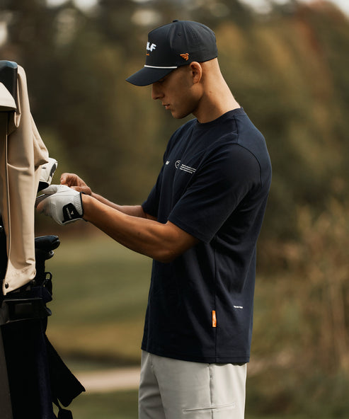 Men's Dark Blue Crossover Tee - Macade Golf